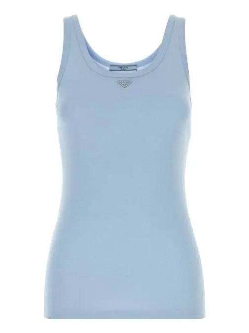 Prada Ribbed Tank Top - Sky-blue