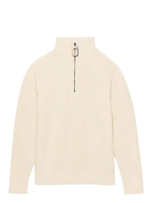 J.W.ANDERSON Half Zip Jumper In Ivory - Nude