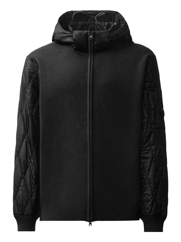 C.P. COMPANY Hooded Jacket With Quilted Sleeves - Black