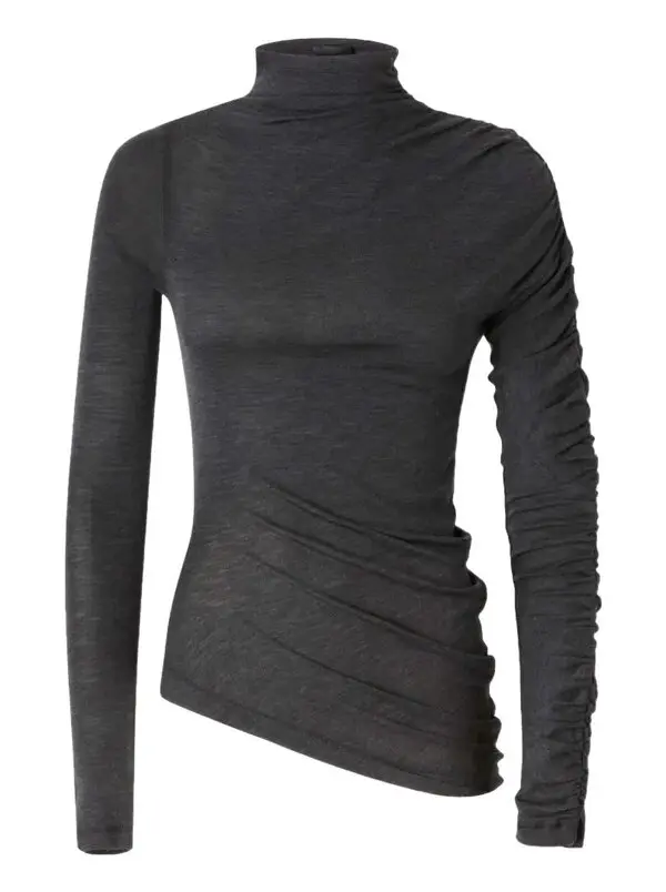Pinko Ruched Asymmetrical Top - Black