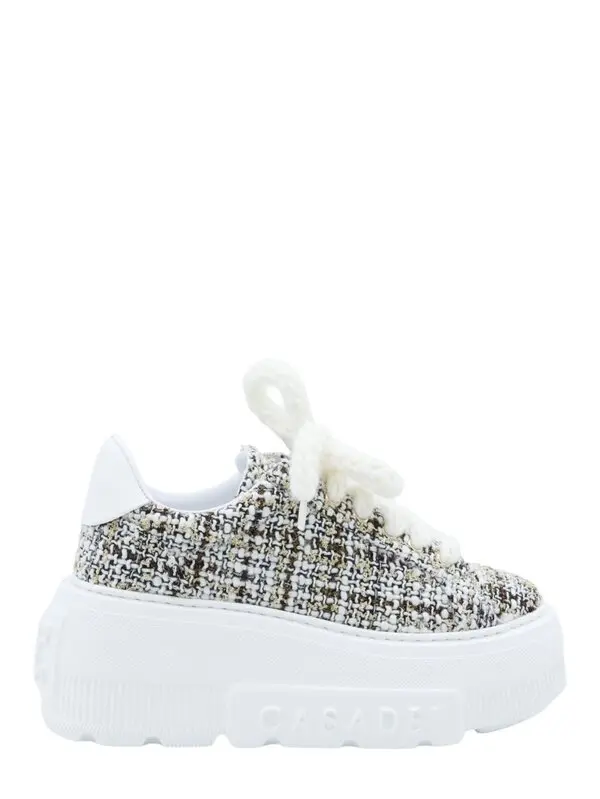 Casadei Platform Tweed Low-top Sneakers - White