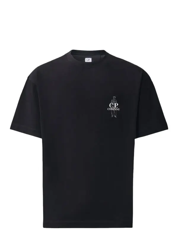 C.P. COMPANY Logo-embroidered T-shirt - Black