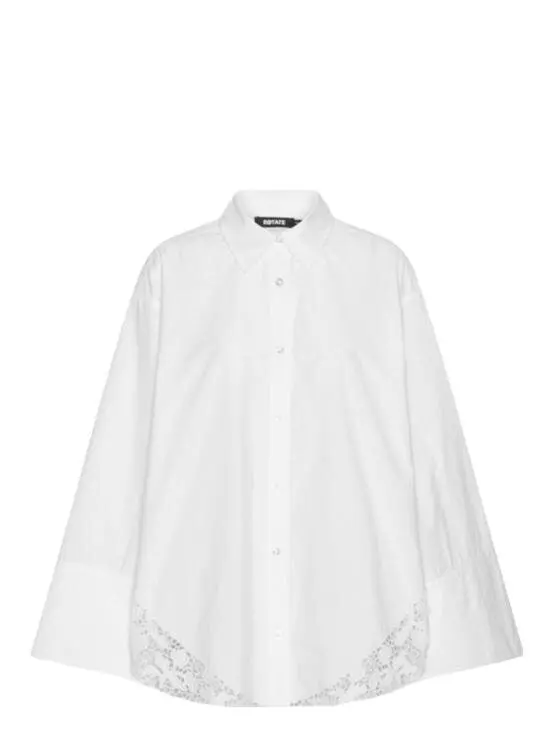 ROTATE BY BIRGER CHRISTENSEN Oversized Lace Trim Shirt - White