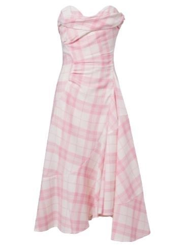 VIVIENNE WESTWOOD Spiral Checked Wool-blend Bustier Dress - Pink