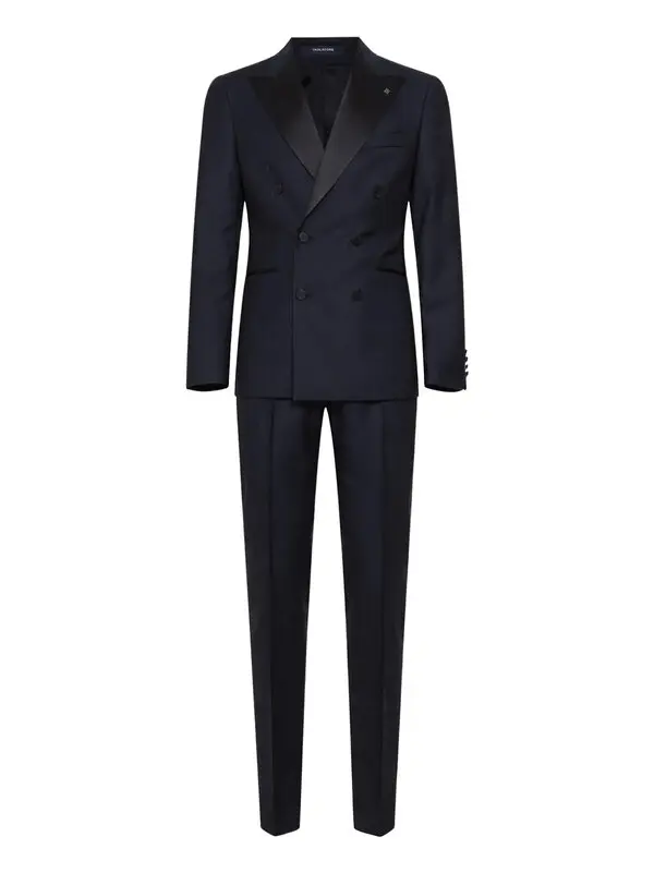 Tagliatore Double-breasted Satin Lapel Suit - Black