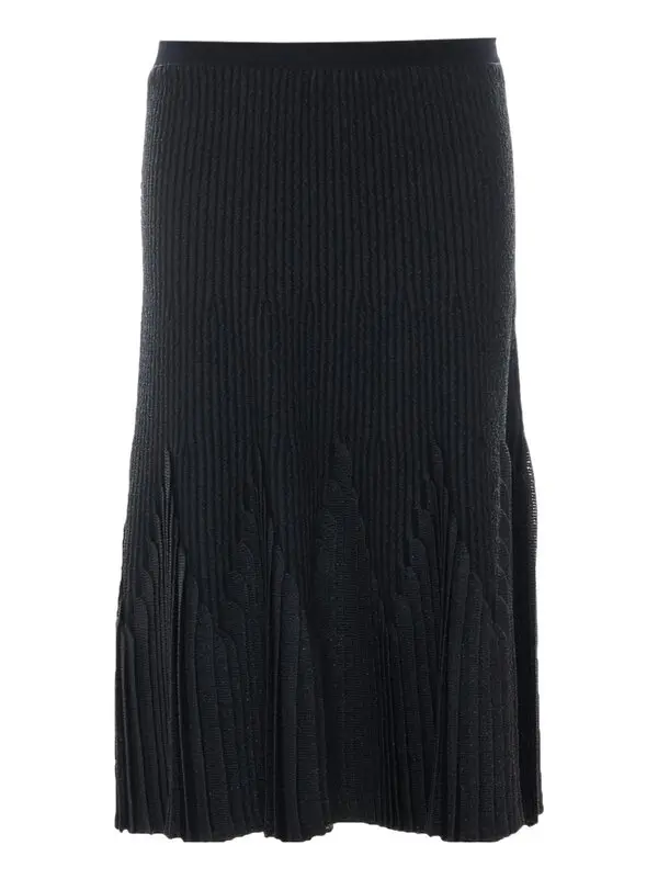 Elisabetta Franchi Ribbed Midi Skirt - Black
