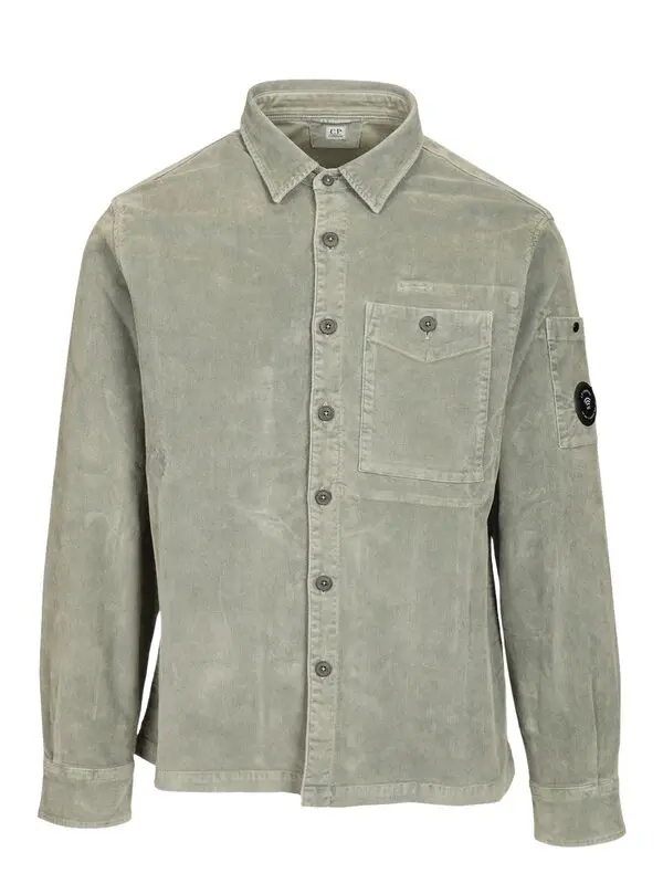C.P. COMPANY Corduroy Long Sleeve Button Lens Shirt - Gray