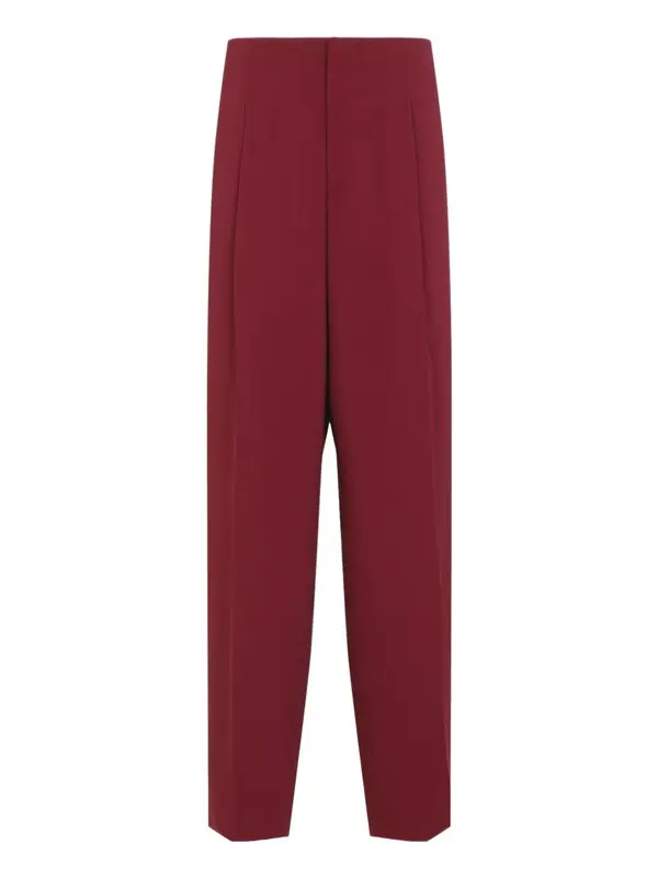 Alberta Ferretti Cady Straight-leg Pleated Pants - Rosso