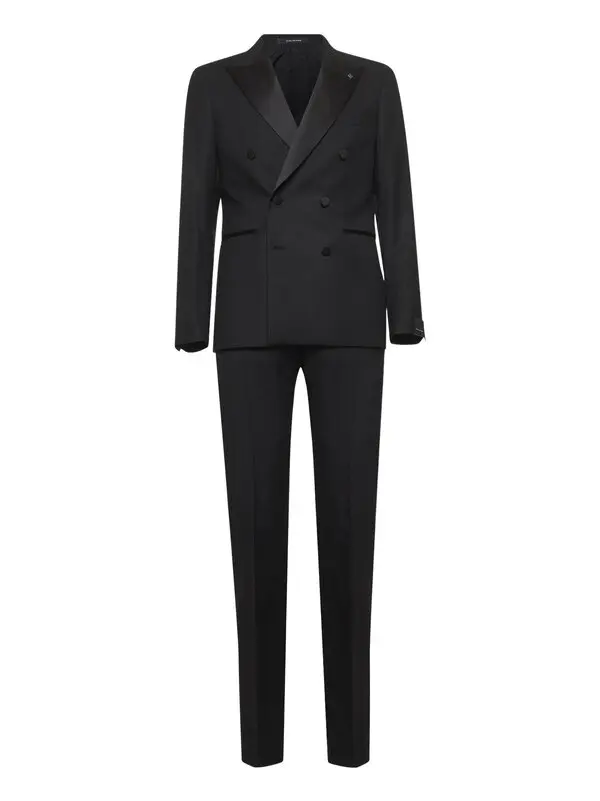 Tagliatore Jacquard Double-breasted Suit Set - Black