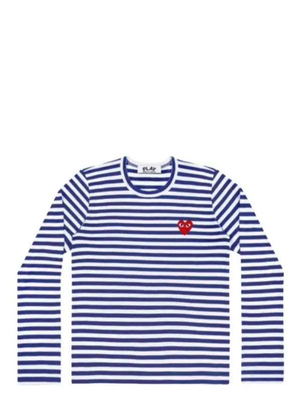 Play Comme Des Garcon Striped Long Sleeve T-shirt - Blue