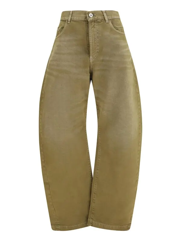 Attico Wide-leg Jeans With Back Belt - Brown