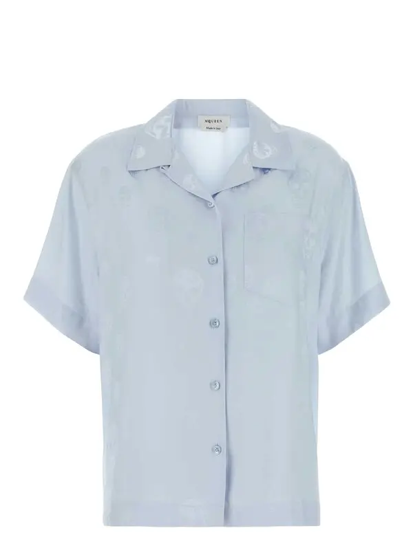 Alexander McQueen Pastel Light Satin Shirt - Blue