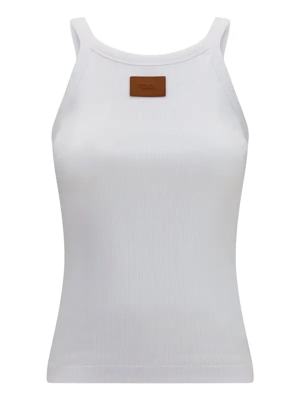 Fendi Ribbed Cotton Tank Top - White