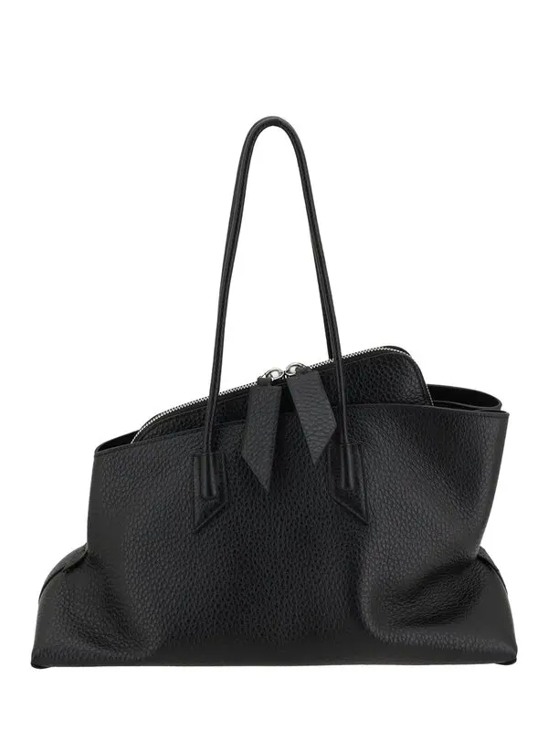Attico La Passeggiata Leather Shoulder Bag - Black