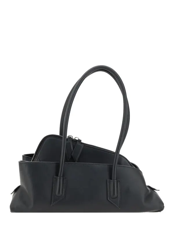 Attico La Passeggiata Small Leather Shoulder Bag - Black