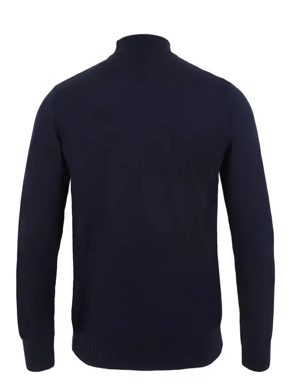 PAUL JAMES KNITWEAR Extra Fine Merino Wool Shawl Mock Turtleneck Jumper - Blue