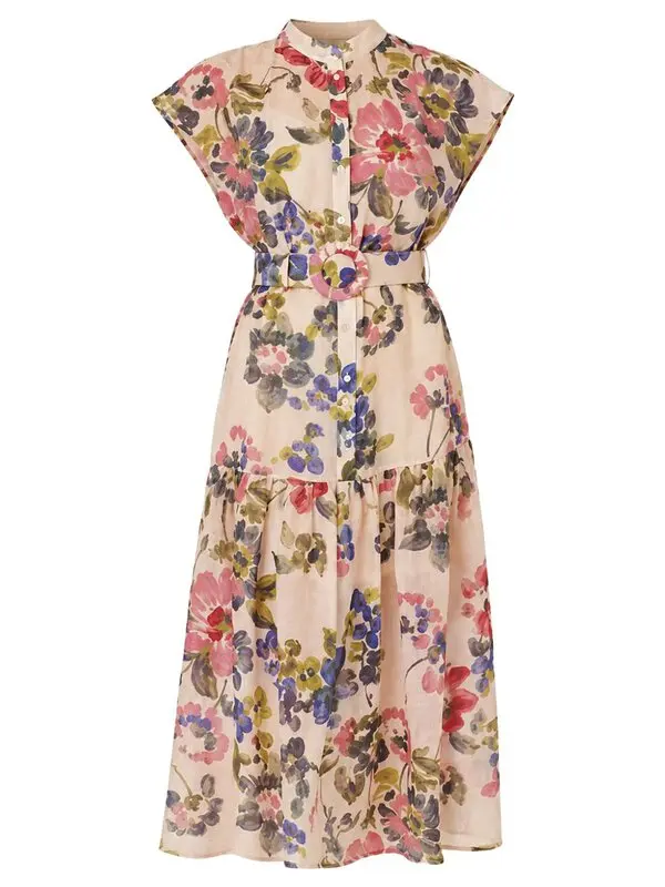 EXQUISE Evelyn Maxi Dress Multi Color - Beige/pink