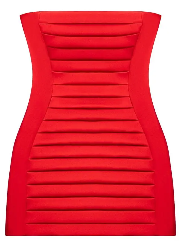 NOCTURNE Strapless Ribbed Mini Dress - Red