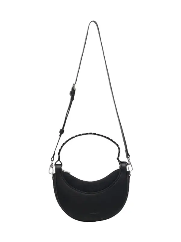 ÉCOTORIE Leif Crescent Handheld Shoulder Bag With Repurposed Leather Trim - Black
