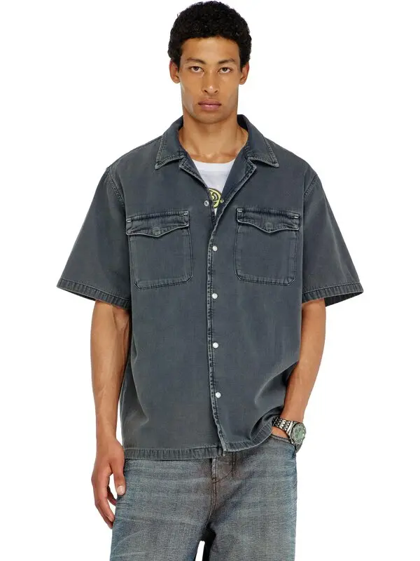 DIESEL® Bowling Shirt In Coloured Denim - Grey