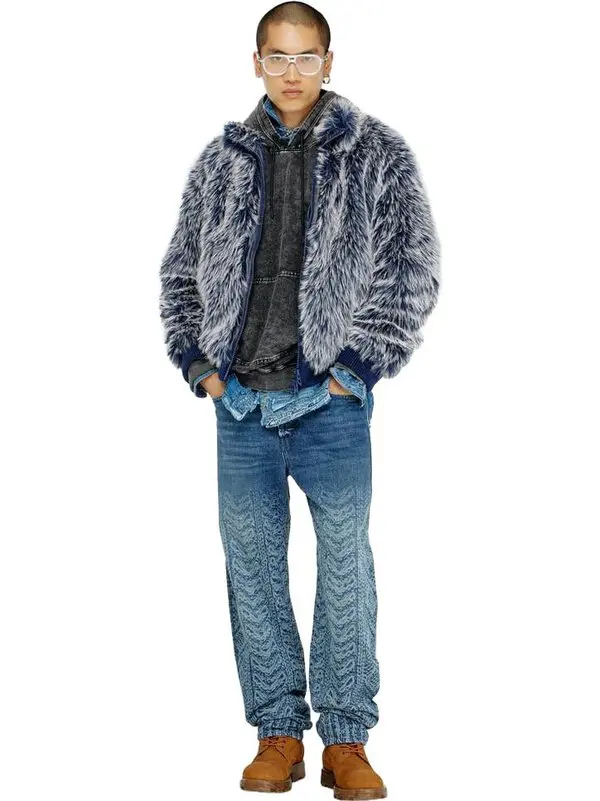 DIESEL® Treated Denim-effect Hoodie - Grey
