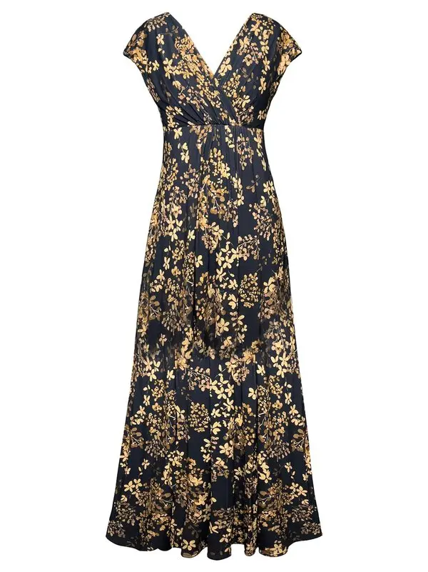 ALIE STREET LONDON Sophia Maxi Dress In Golden Blossom Print - Gold/black