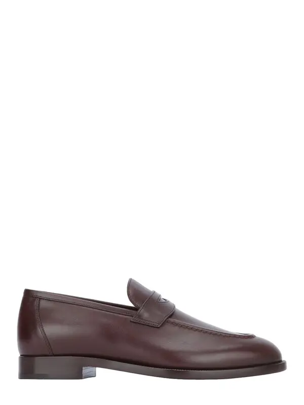 Loro Piana Penny Loafers In Smooth Calfskin - Coffee