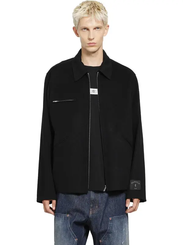 MAISON MARGIELA Wool Zip-up Jacket - Black