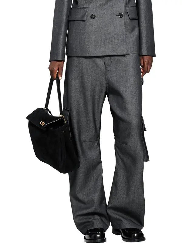 Balenciaga Relaxed Fit Cargo Denim Twill Pants - Grey