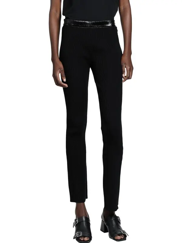 COURREGES Vinyl And Knit Flare Pants - Black