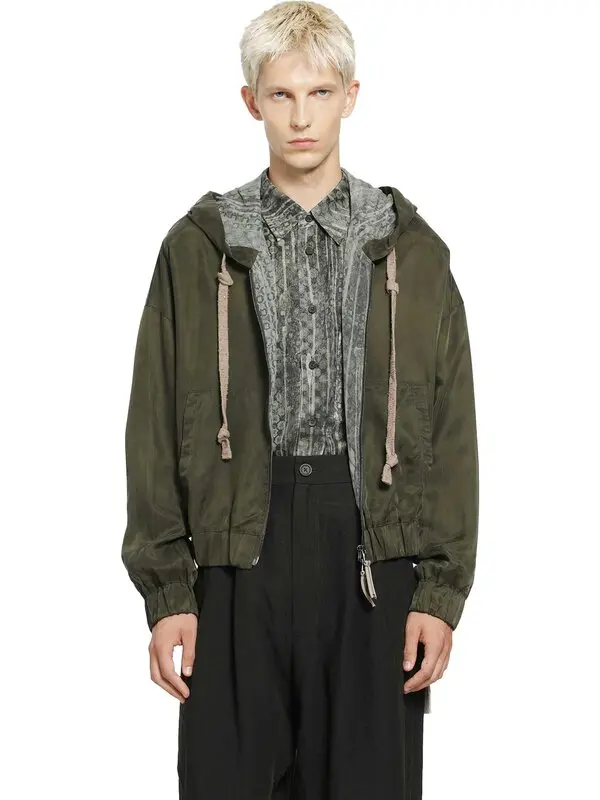 ZIGGY CHEN Cropped Full Zip Hoodie - Green
