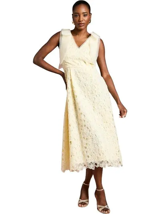 Coast Organza Lace Midi Dress - Lemon