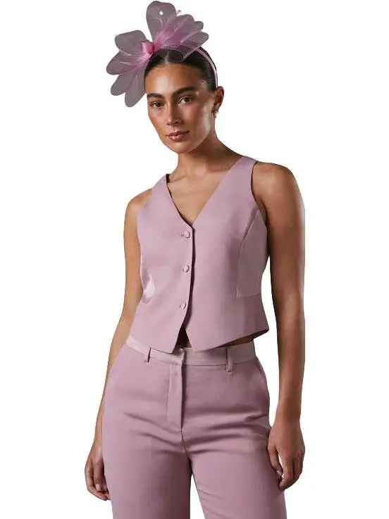 Coast Tailored Single-breasted V-neck Waistcoat - Mink