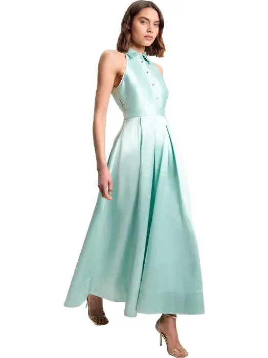 Karen Millen Twill Collared Maxi Dress - Mint