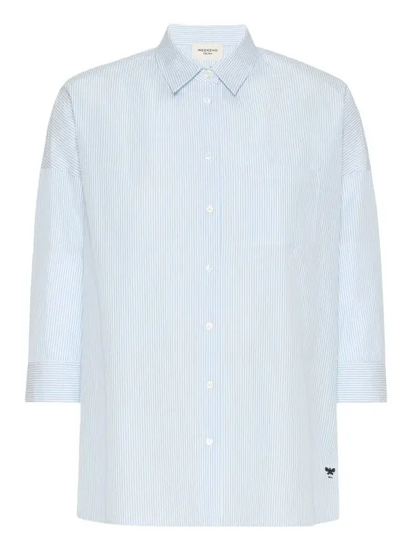 Max Mara Striped Cotton Shirt - Turquoise