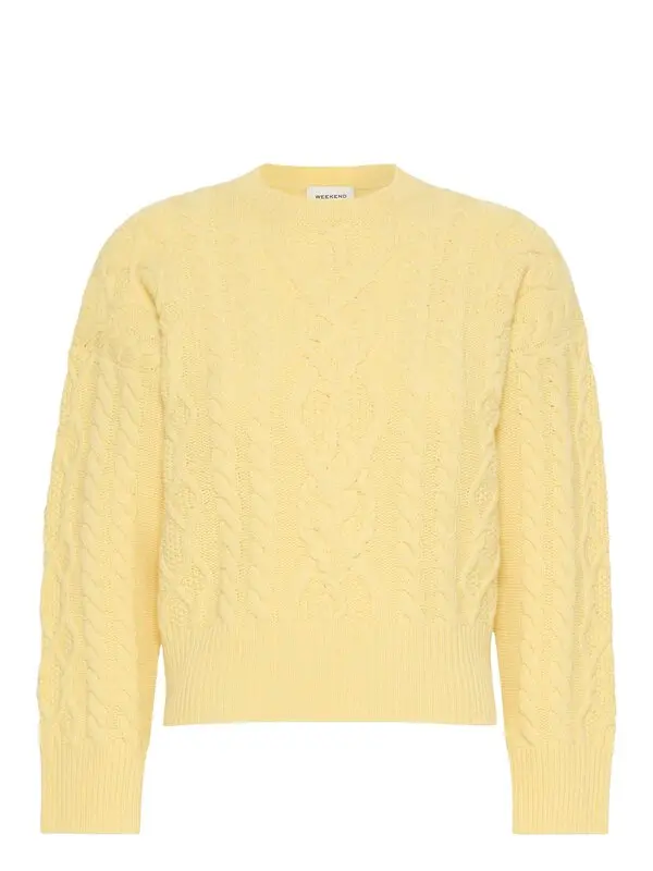 Max Mara Wool Cable Knit Sweater - Gold