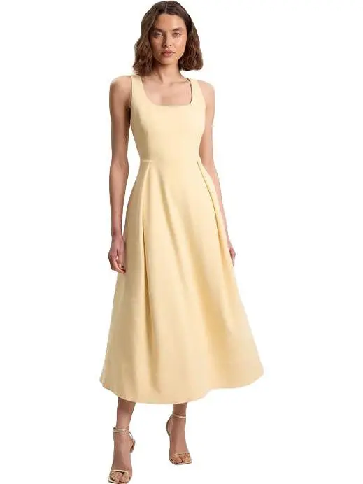 Karen Millen Full Skirt Midi Dress - Yellow