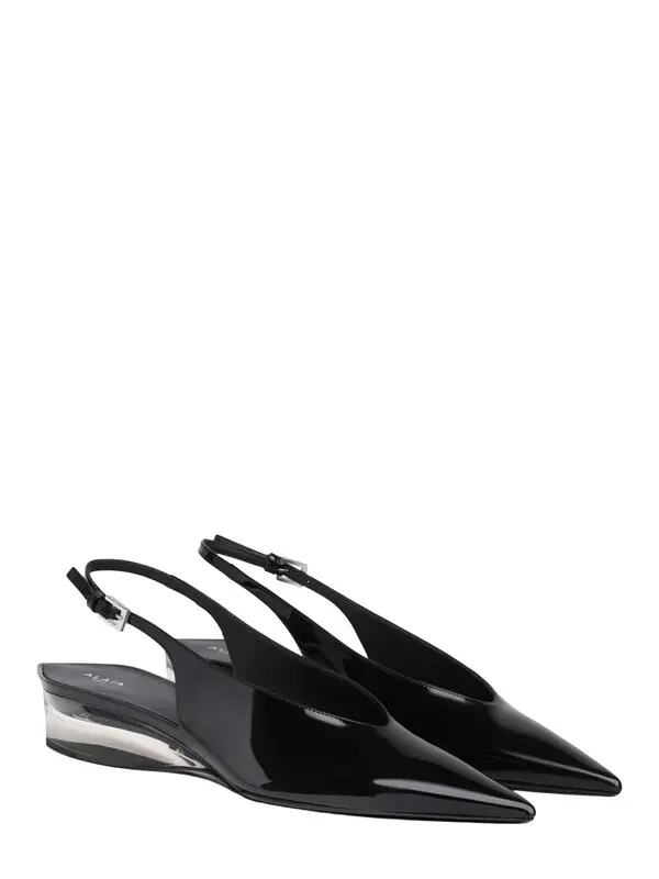 Alaïa Patent Leather Invisible Wedge Slingback Pumps - Black