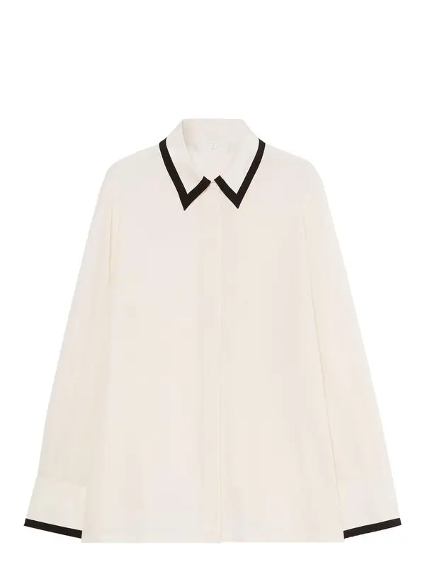 Marina Rinaldi Silk Contrast Trim Shirt - Neutral
