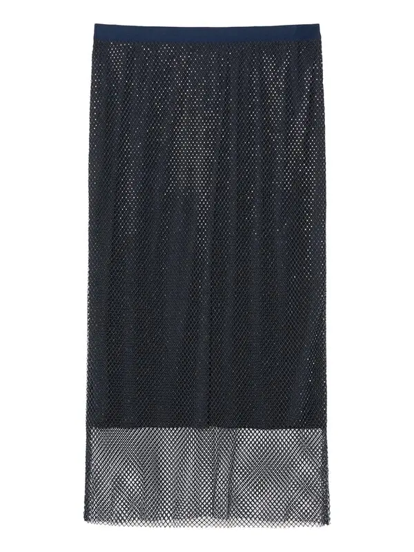 Marina Rinaldi Crystal-embellished Net Skirt - Navy