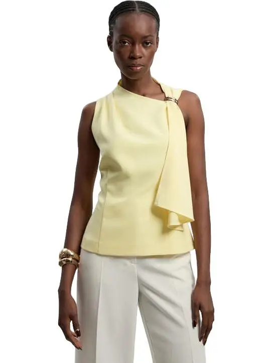 Karen Millen Asymmetrical Draped Top - Lemon