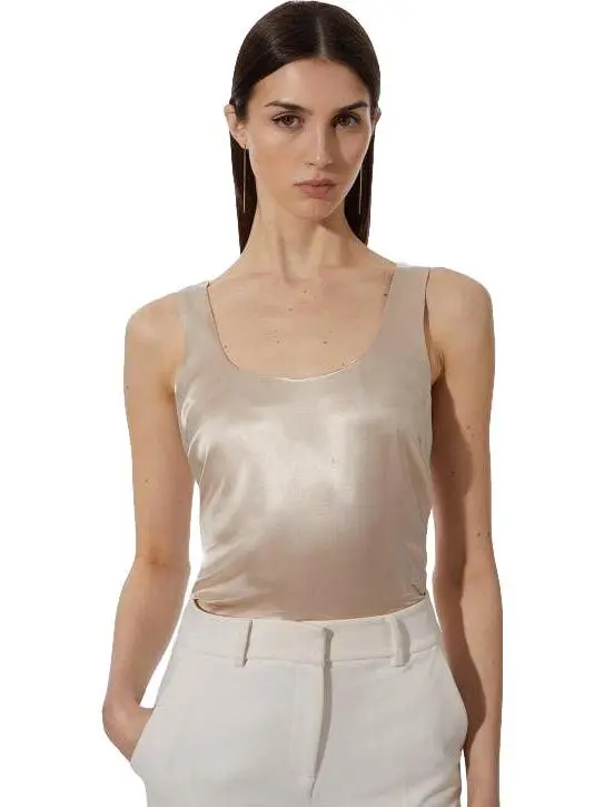 Karen Millen Satin Cami Top - Oyster