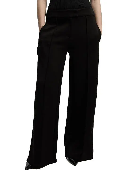 Karen Millen Ponte Wide Leg Trousers - Black