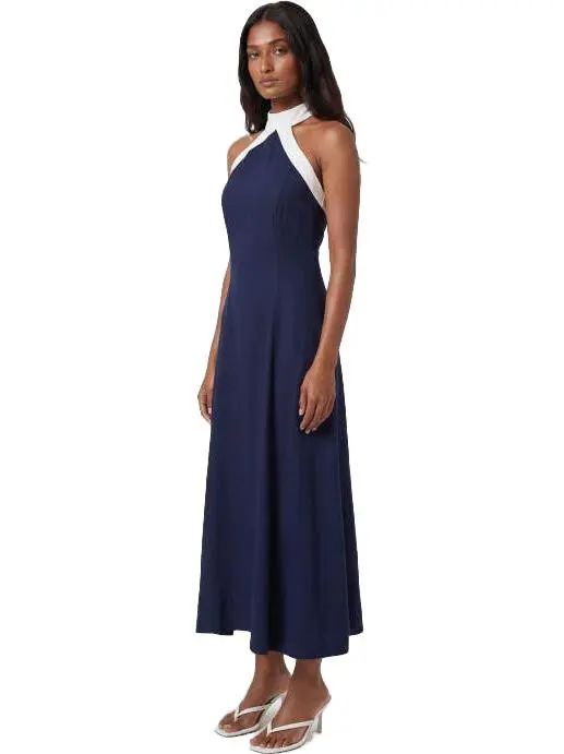Karen Millen Linen Halterneck Maxi Dress - Navy
