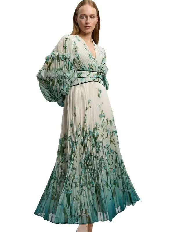 Karen Millen Plunge V-neck Fit & Flare Maxi Dress - Floral
