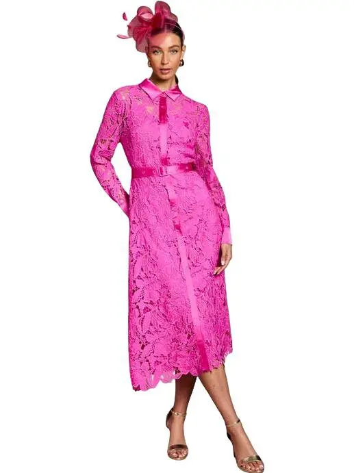 Coast Lace Shirt Dress - Magenta