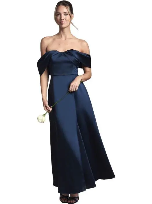 Coast Bandeau Maxi Dress With Asymmetric Drape - Navy