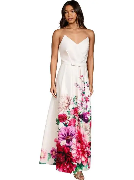 Coast Wired Bandeau Border Print Maxi Dress - Ivory