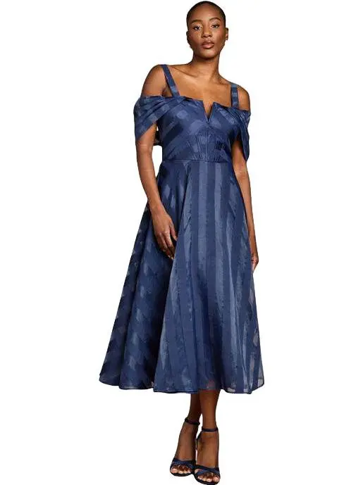 Coast Organza Bardot Midi Dress - Navy