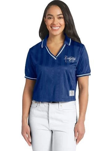 WEAR BY ERIN ANDREWS Los Angeles Dodgers Cropped V-neck Polo - Royal